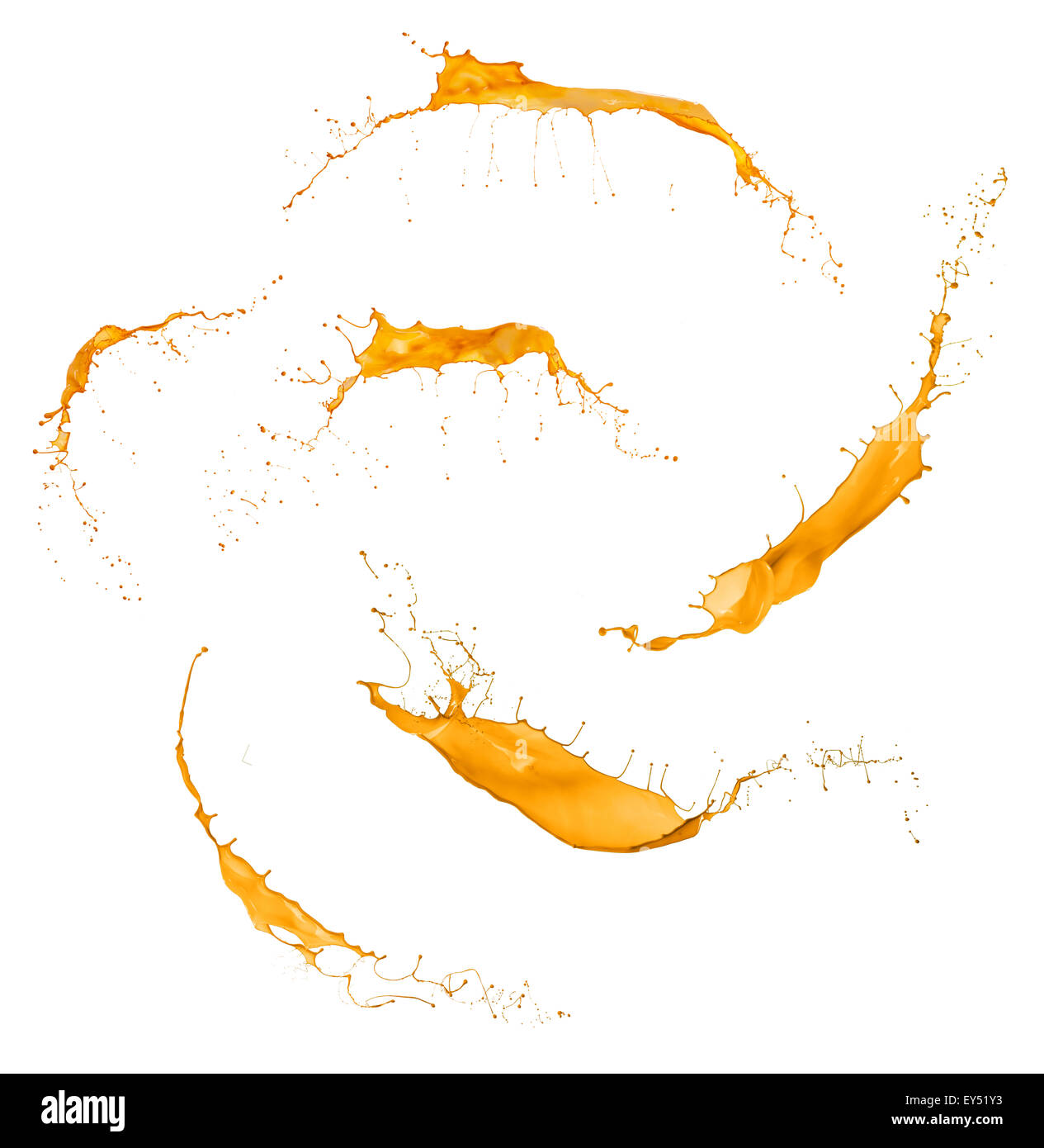 perfect splashes of orange paint isolated on white background Stock ...