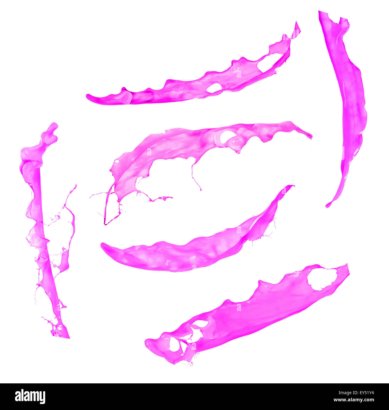 collection of pink paint splashes isolated on white background Stock ...