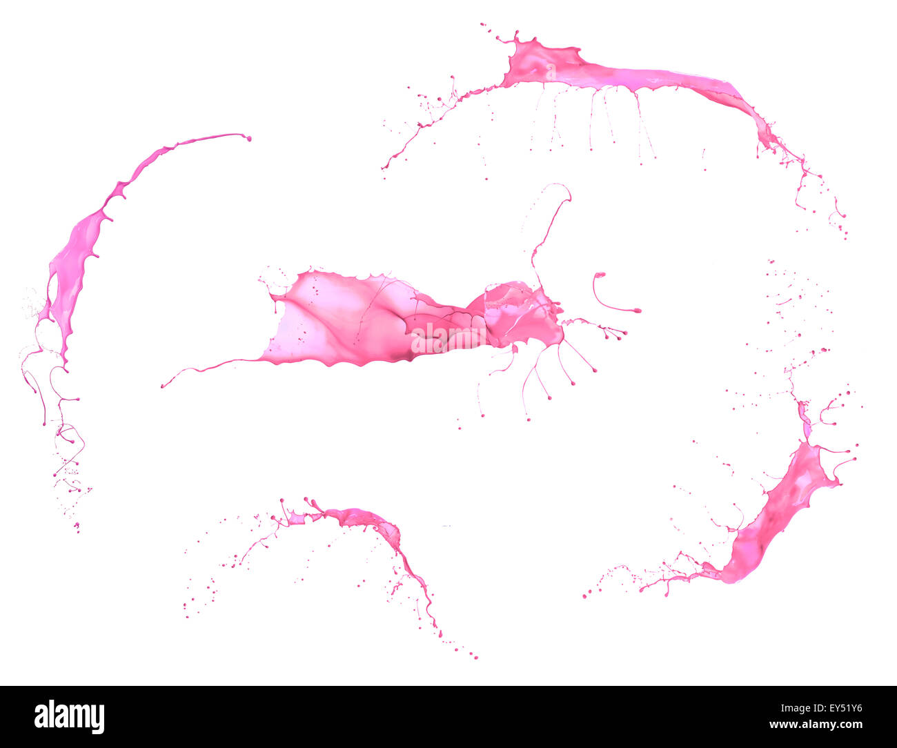 collection of pink paint splashes isolated on white background Stock ...