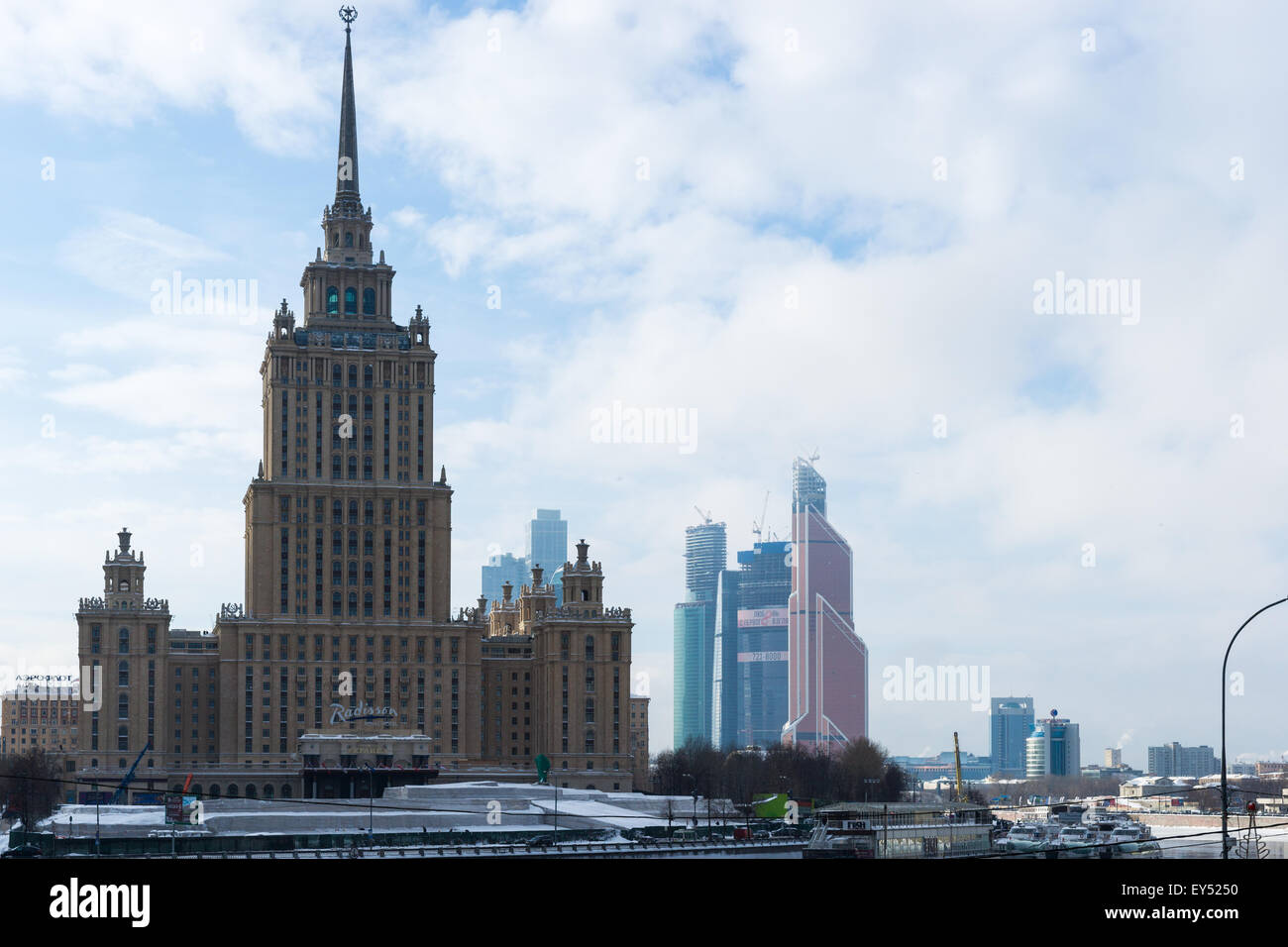 Radisson Royal Hotel Moscow (former Ukraina Hotel) in wintertime. The ...