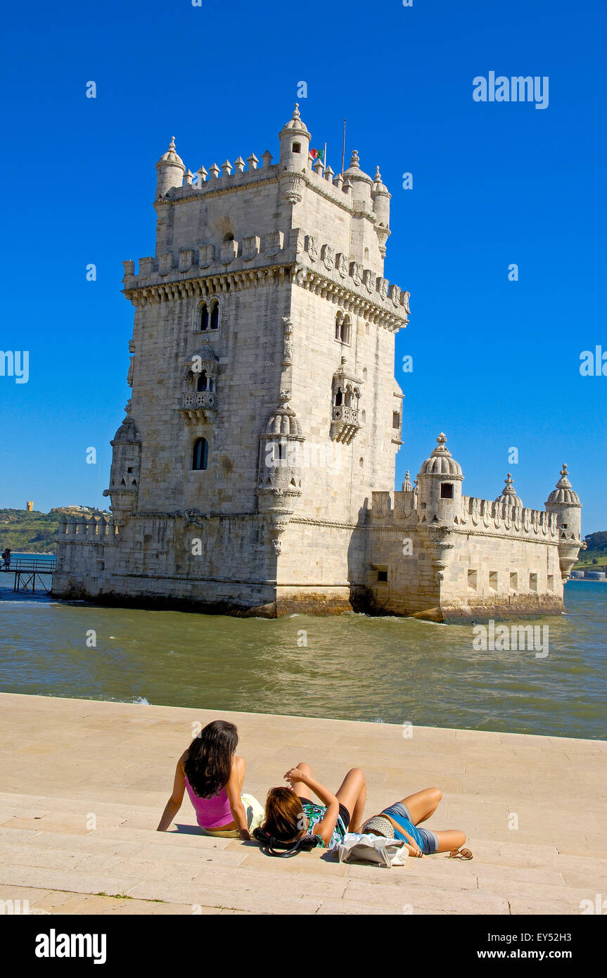 Torre de belem manueline tower built 16th century hi-res stock ...