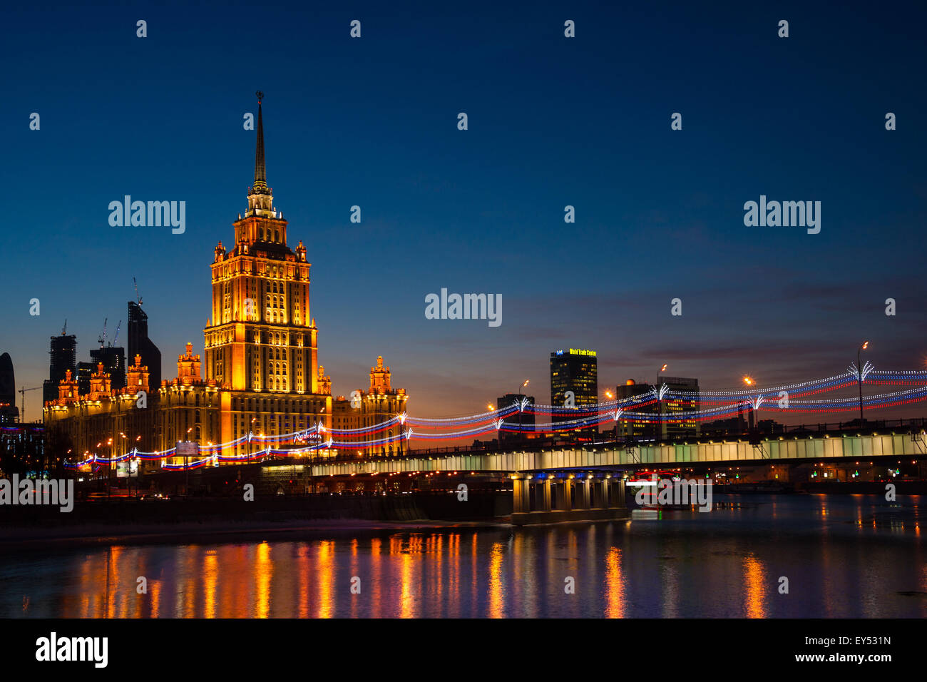 Radisson Royal Hotel Moscow (former Ukraina Hotel) in wintertime. The ...