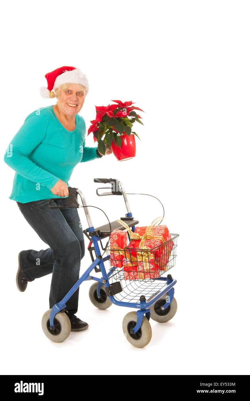 Old woman walker Cut Out Stock Images & Pictures - Alamy