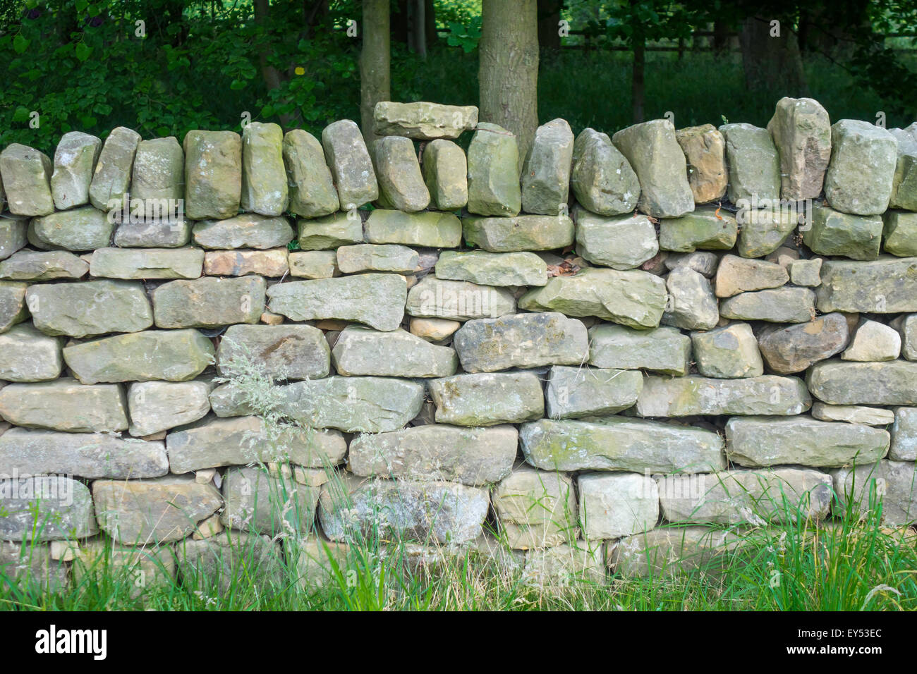 A demonstration construction of a dry stone field boundary wall at the ...
