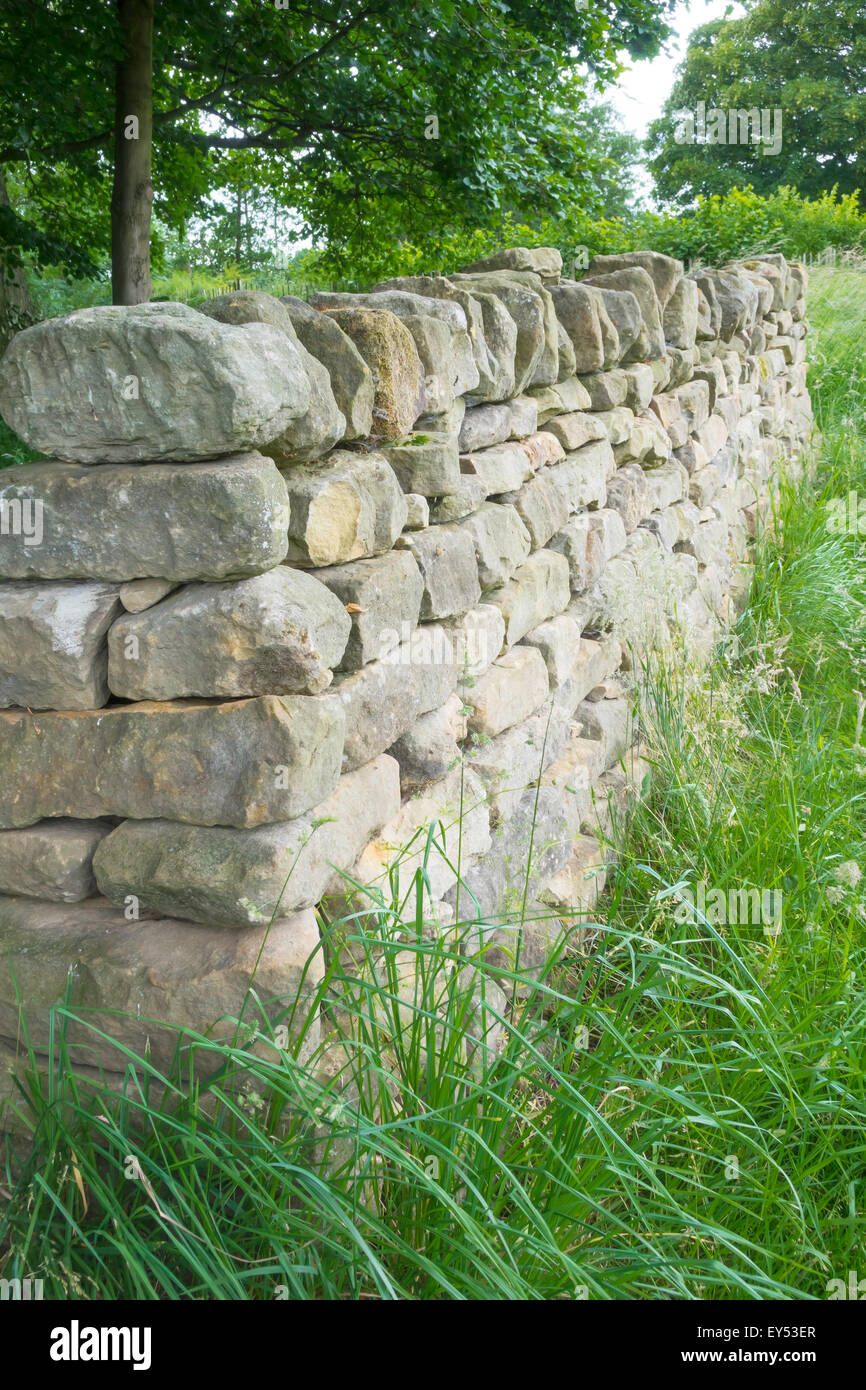 A demonstration construction of a dry stone field boundary wall at the ...