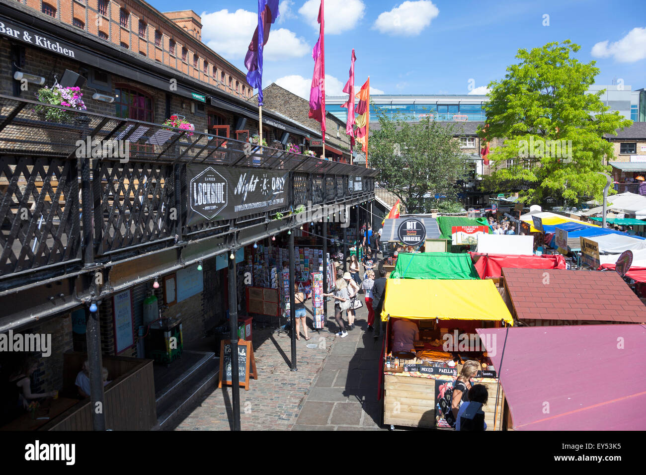Outdoor food market at Camden Stables Market and Lockside Bar & Kitchen ...