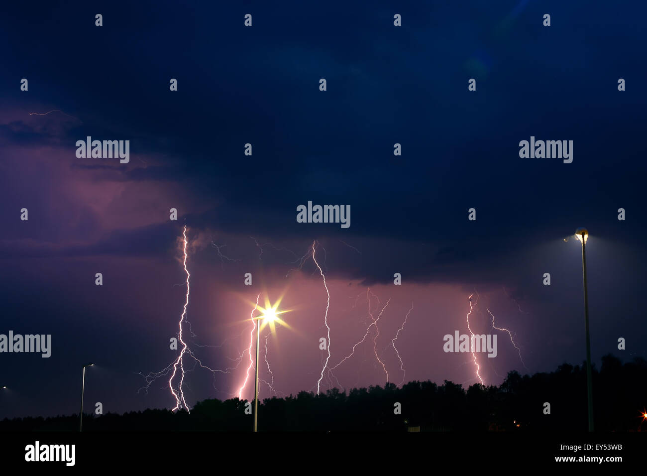 thunderstorm in night Stock Photo - Alamy