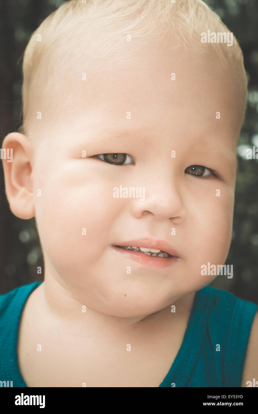Cute caucasian baby outdoor portrait Stock Photo - Alamy