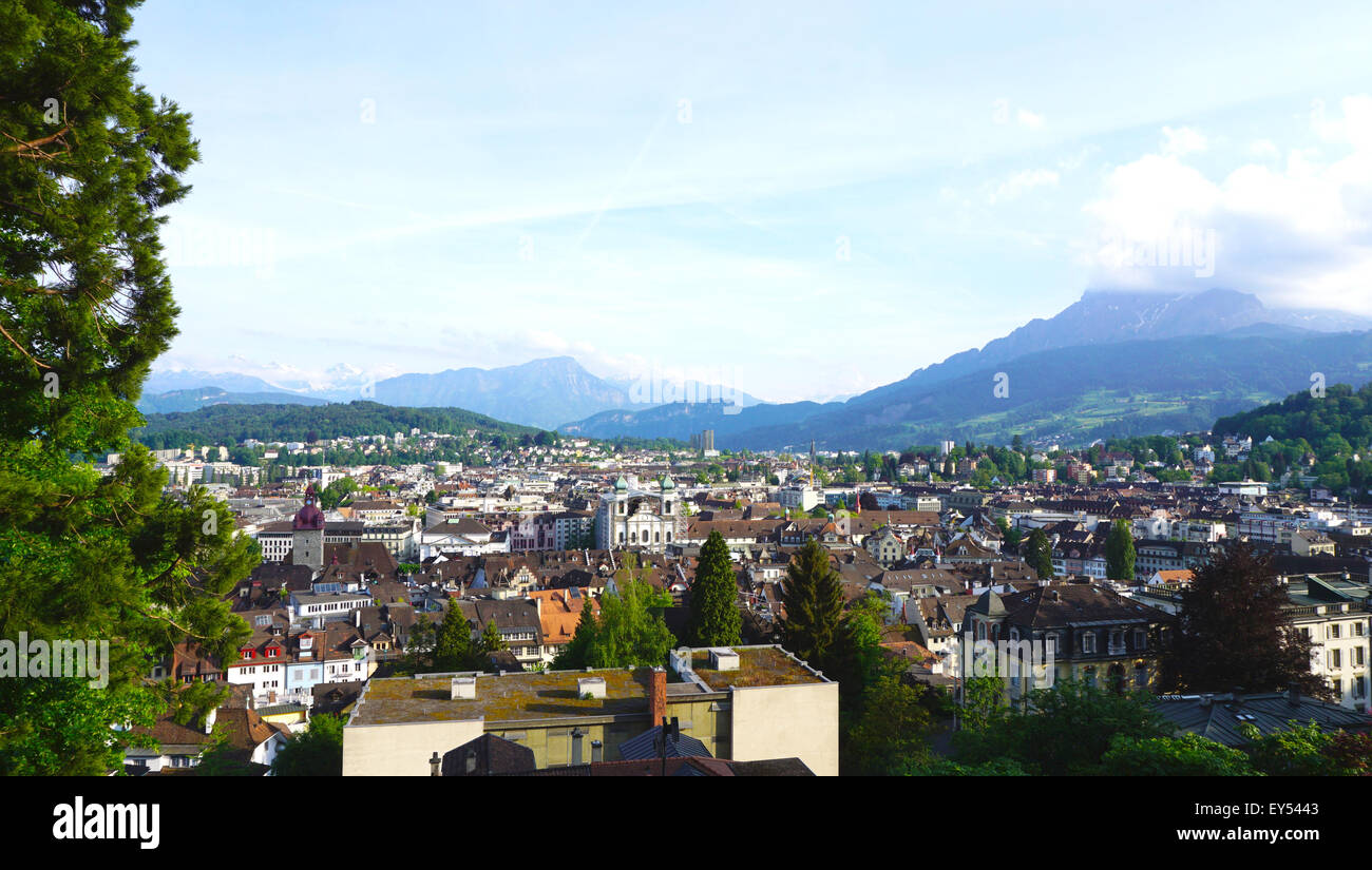 Viewpoints from historical castle in Lucerne, Switzerland Stock Photo ...