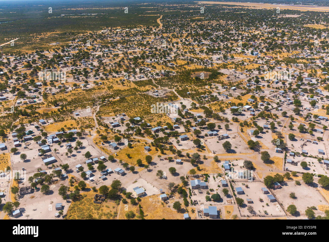 Aerial view of Maun city - Okavango Delta Botswana Stock Photo - Alamy