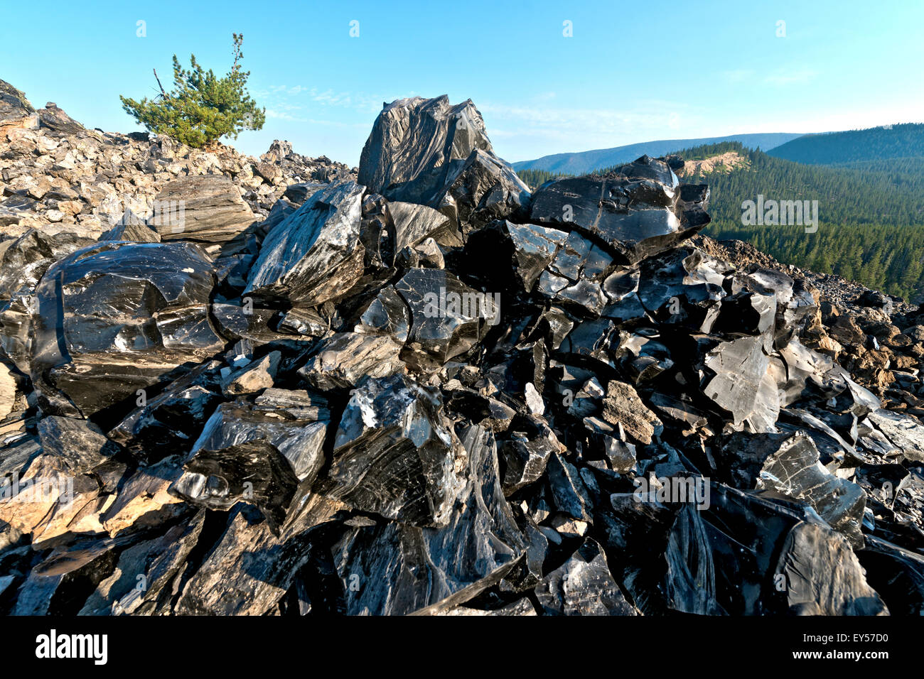 Obsidian - Newberry Volcanic Monument USA Casting very recent about 1300 years - that obsidian ...