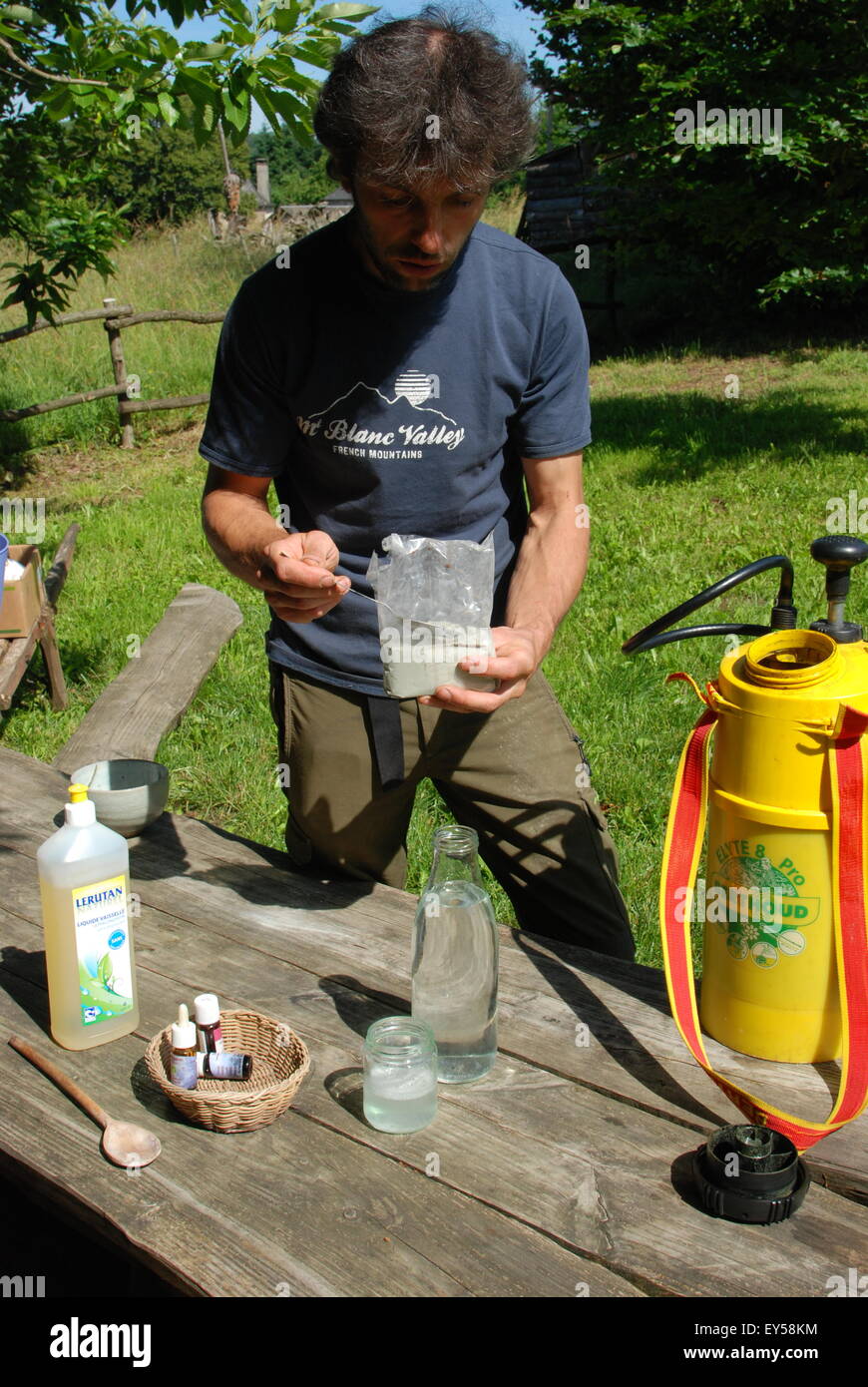 Mixing of an essential oil based natural insecticide Stock Photo - Alamy