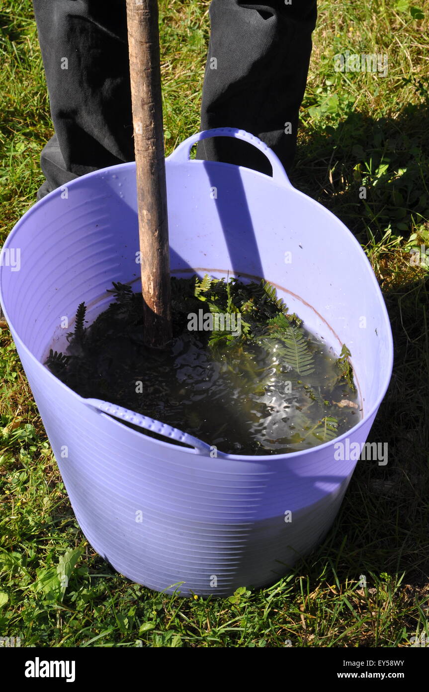 Mixing of a manure in a garden Stock Photo - Alamy
