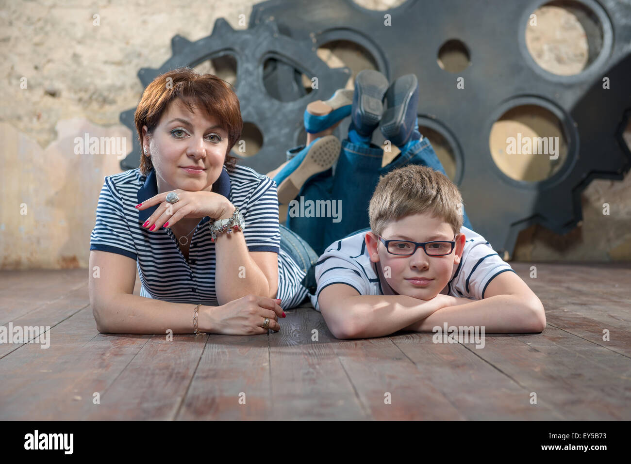 Young beautiful mother and son - teenager Stock Photo - Alamy