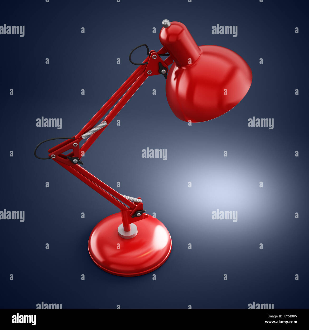 Red desk lamp isolated on black background Stock Photo - Alamy