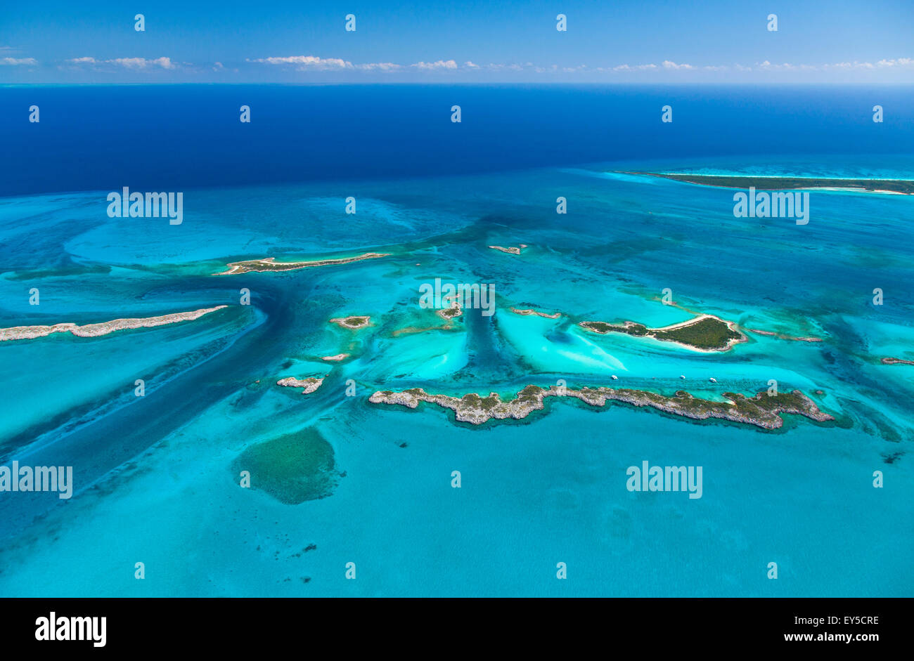 Aerial view of Exuma Islands - Bahamas Stock Photo - Alamy