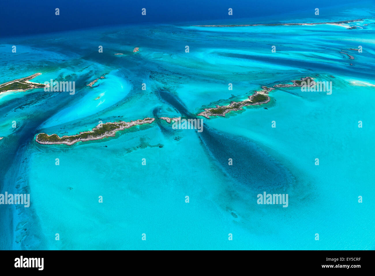 Aerial view of Exuma Islands - Bahamas Stock Photo - Alamy