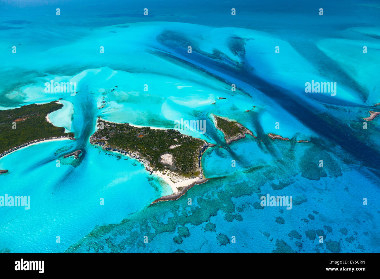 Aerial view of Exuma Islands - Bahamas Stock Photo - Alamy