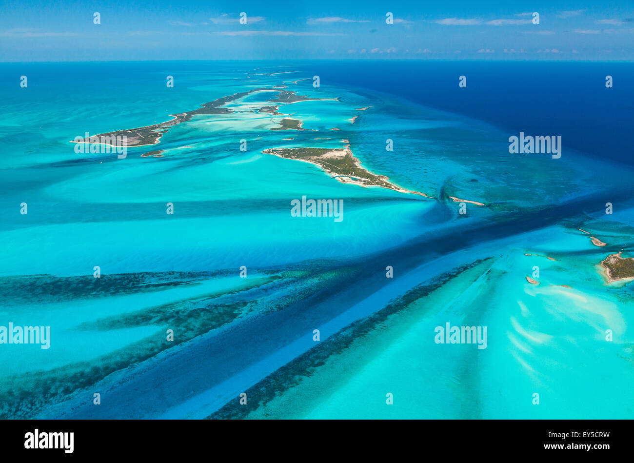 Aerial view of Exuma Islands - Bahamas Stock Photo - Alamy