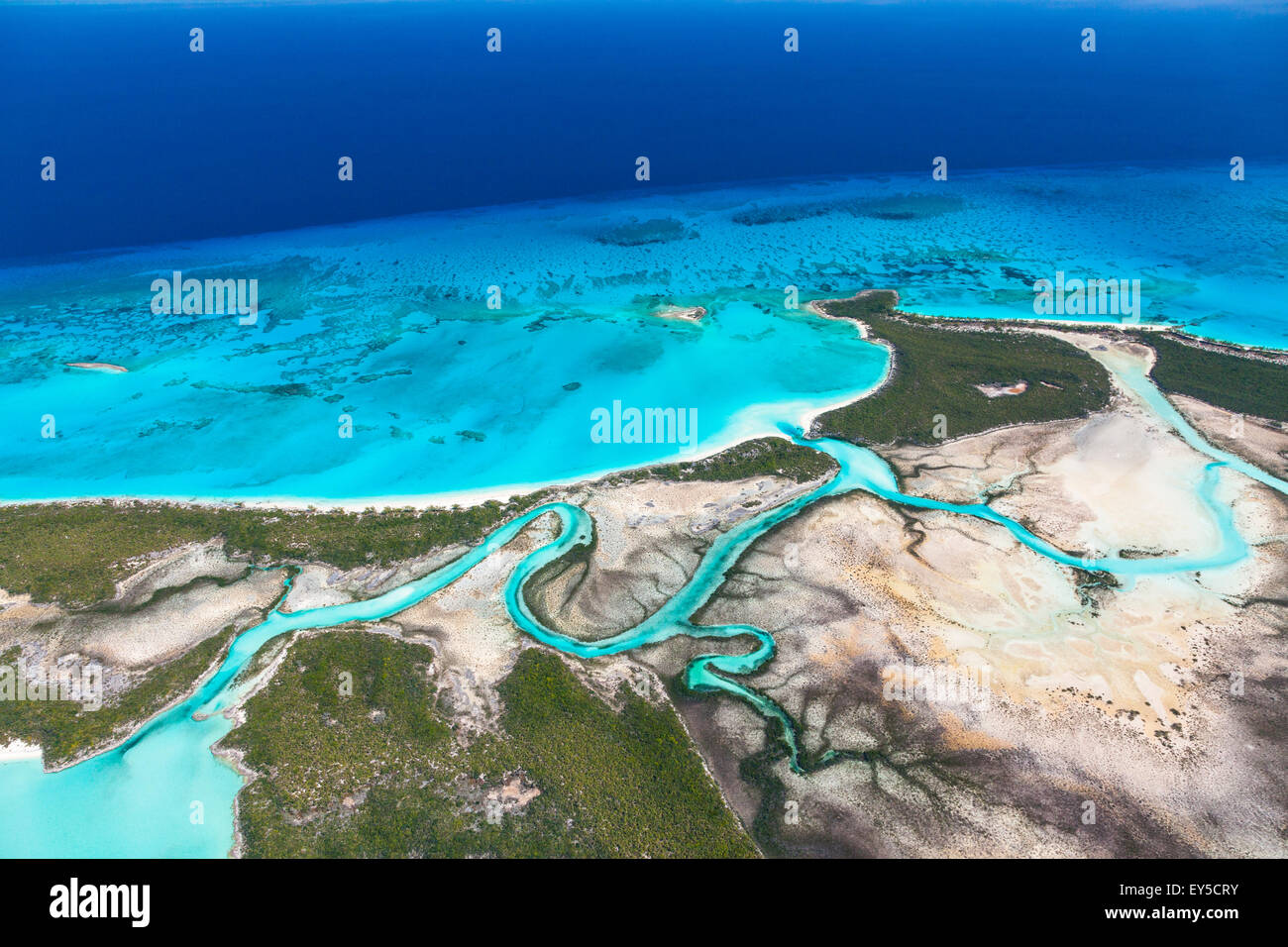 Aerial view of Exuma Islands - Bahamas Stock Photo - Alamy