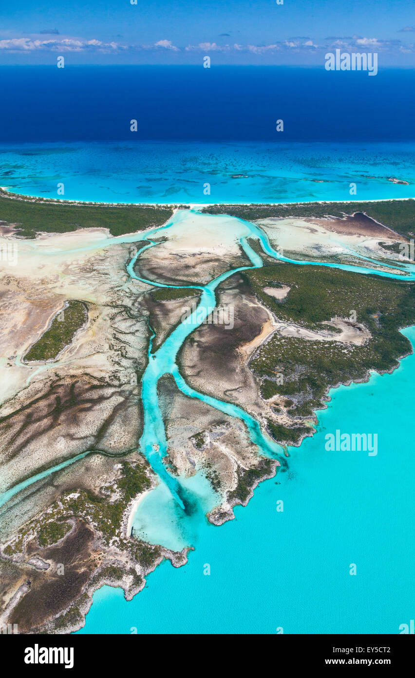 Aerial view of Exuma Islands - Bahamas Stock Photo - Alamy