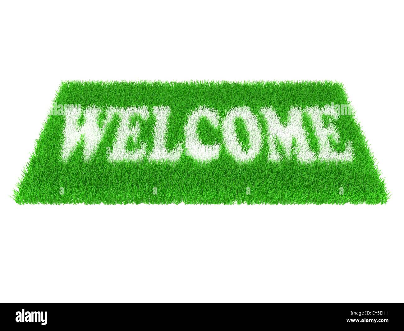 Grass welcome carpet. Welcome doormat carpet isolated on white Stock ...