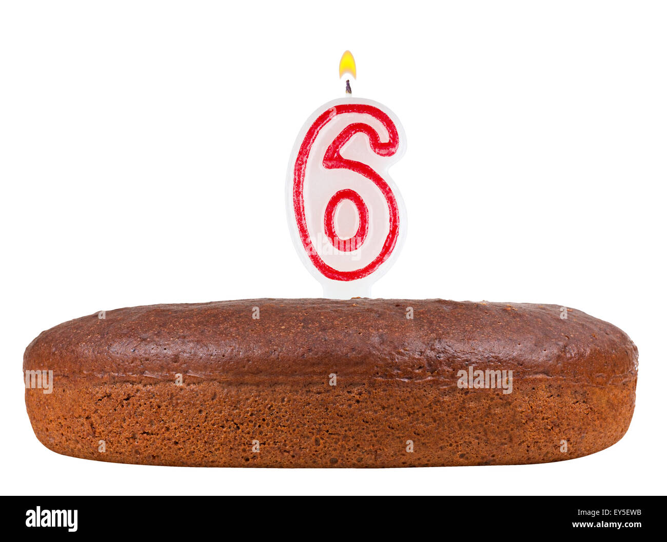 birthday cake with candles number 6 isolated on white background Stock ...