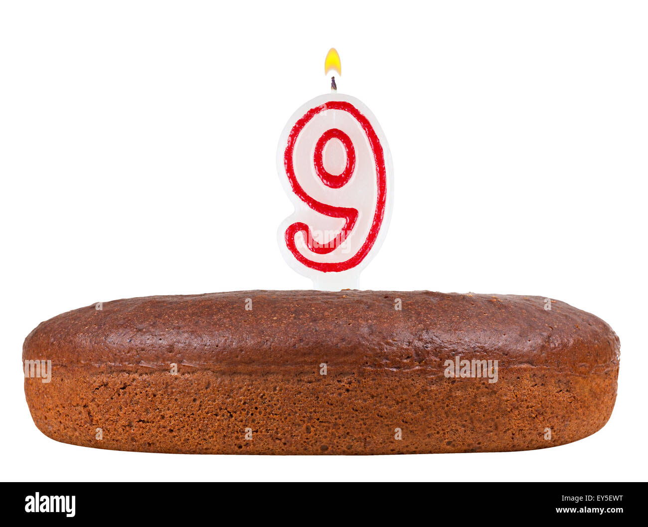birthday cake with candles number 9 isolated on white background Stock ...
