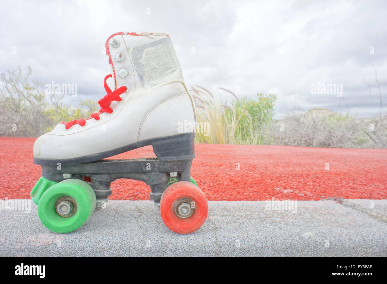 Old Vintage White Skate Boot Stock Photo - Alamy