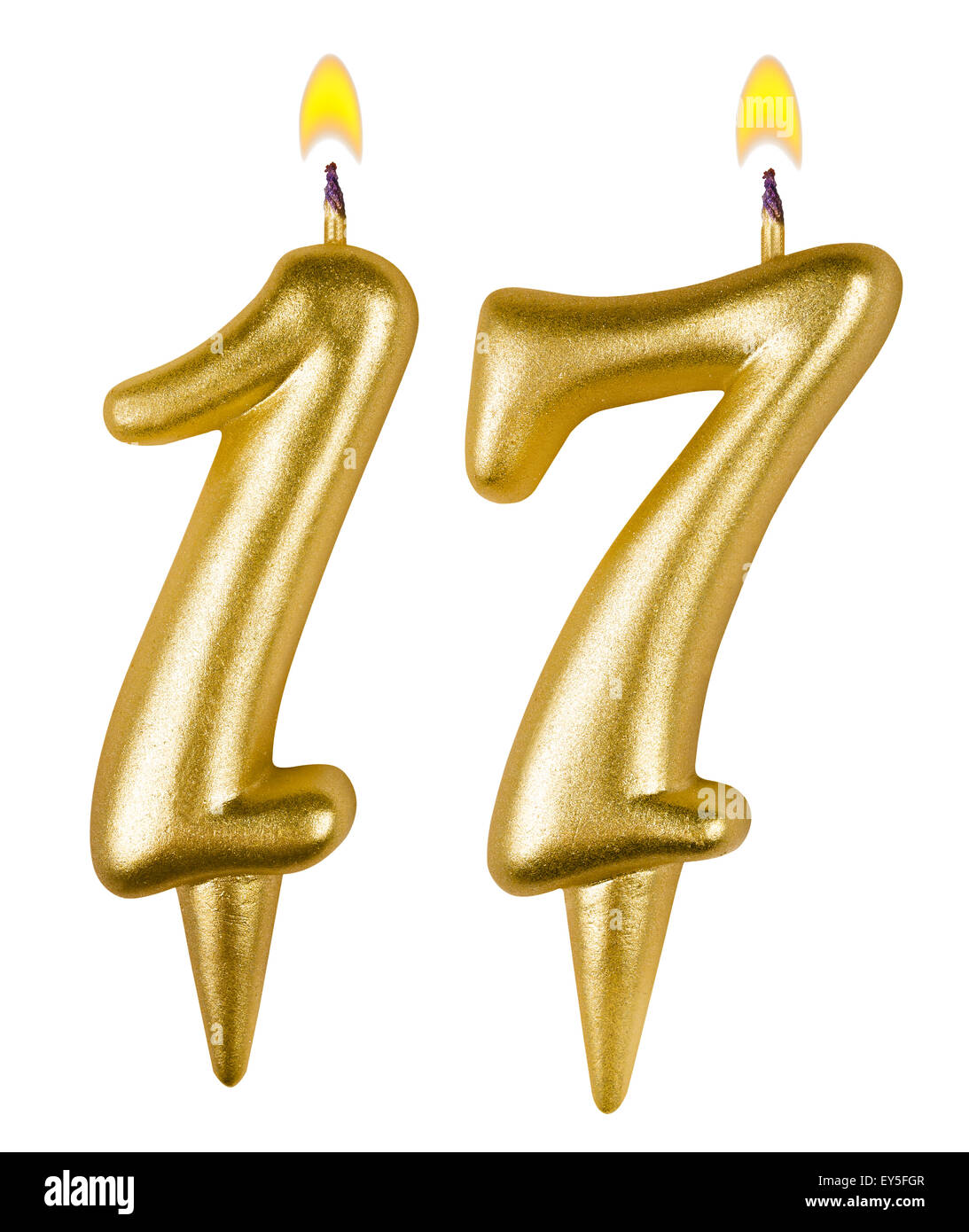 Birthday candles number seventeen isolated on white background Stock ...