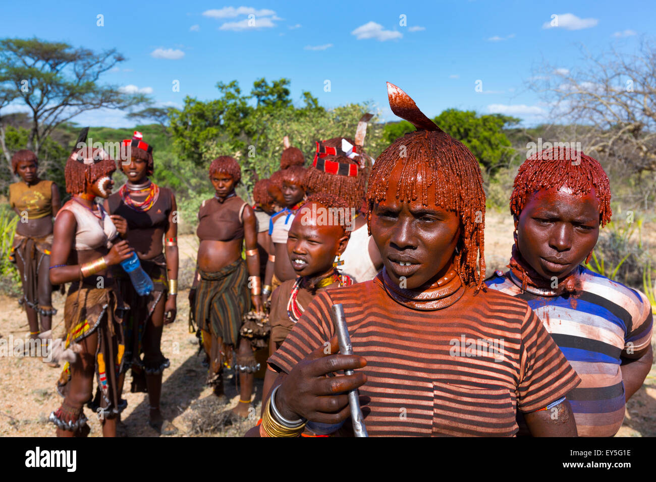Hamer women at a ceremony - Omo valley Ethiopia Stock Photo - Alamy