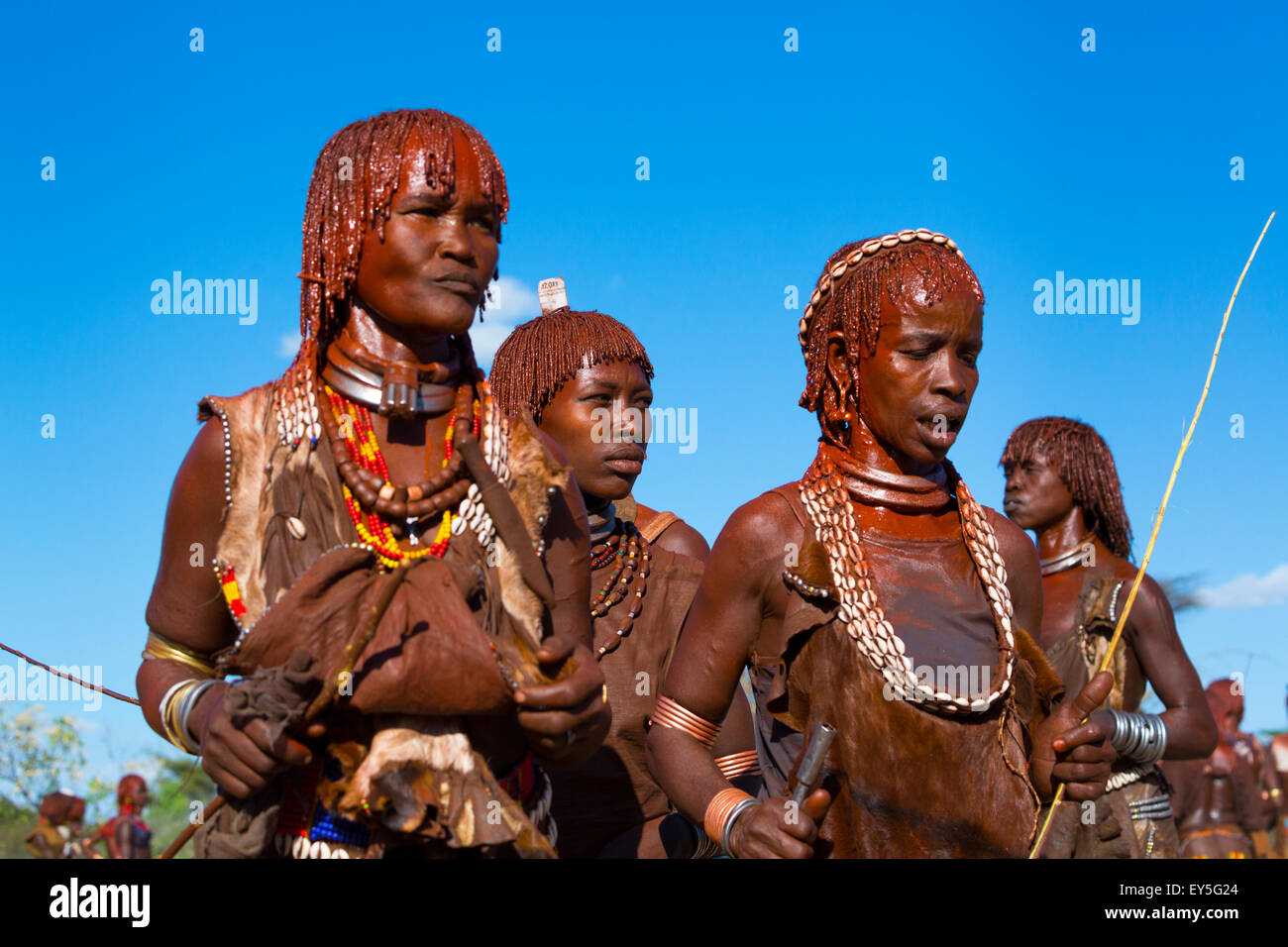 Hamer women at a ceremony - Omo valley Ethiopia Stock Photo - Alamy