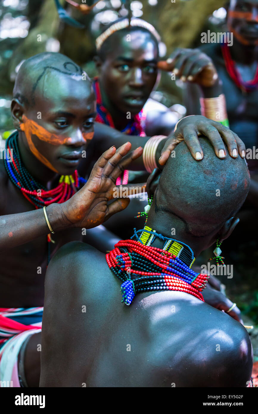 Hamer men at a ceremony - Omo valley Ethiopia Stock Photo - Alamy