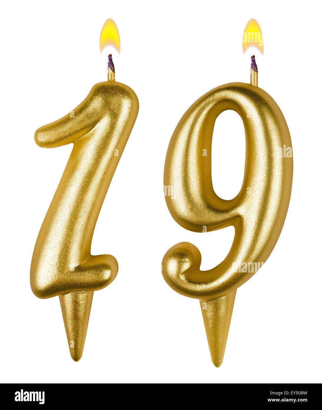 Birthday candles number nineteen isolated on white background Stock ...