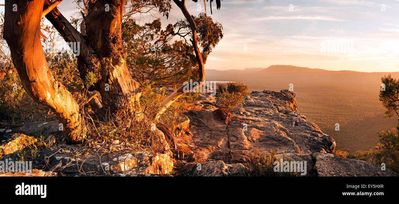 Stunning Australian bush landscape scenic from a mountain top in the ...