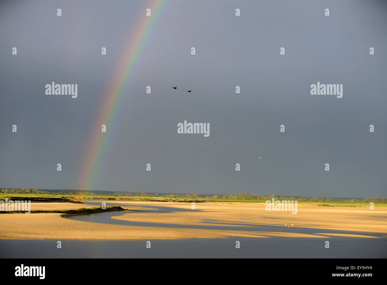 Rainbow sky above the Somme - Picardy France Stock Photo - Alamy
