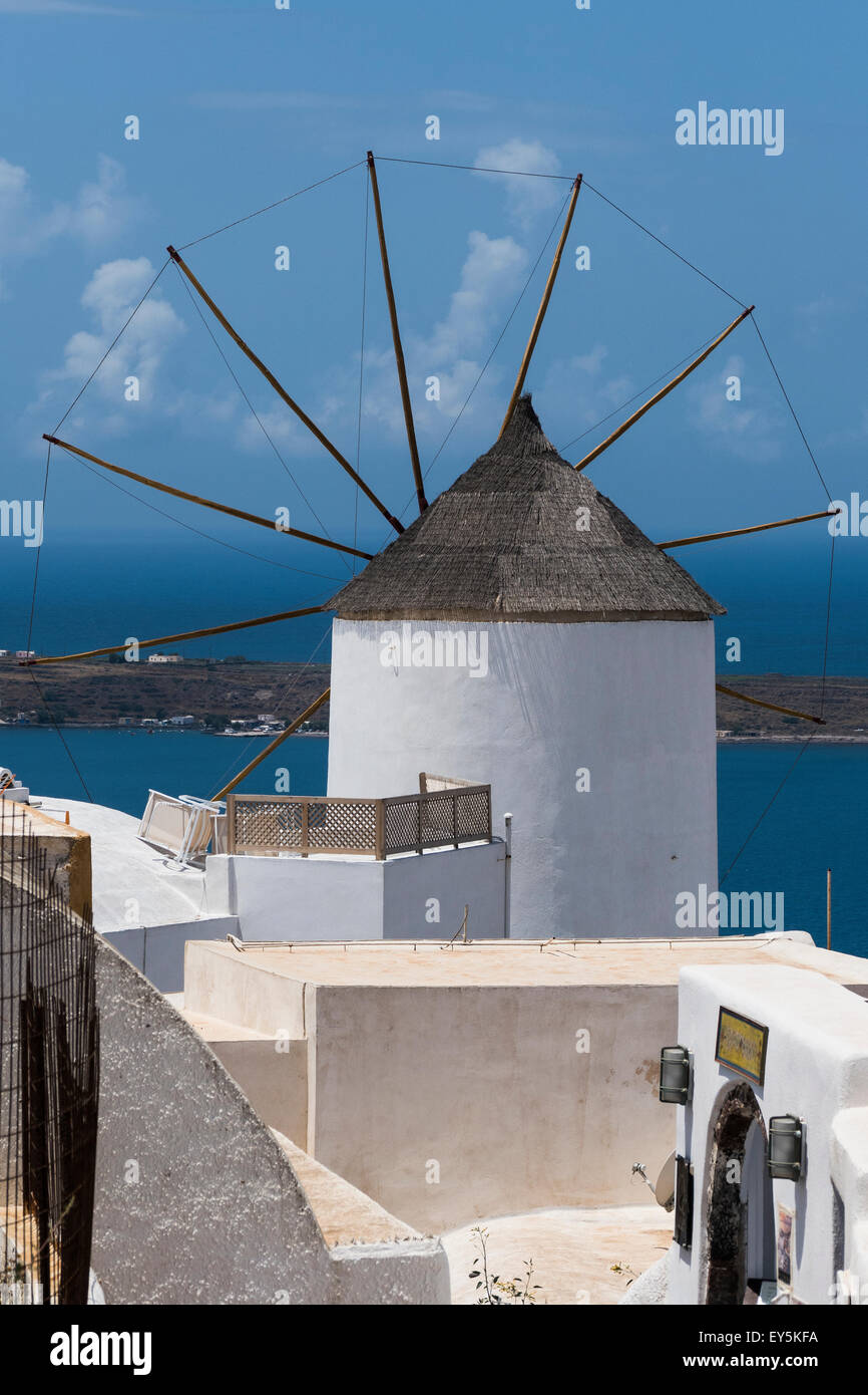 Greece, Cyclades, Santorini, Oia, windmill Stock Photo - Alamy