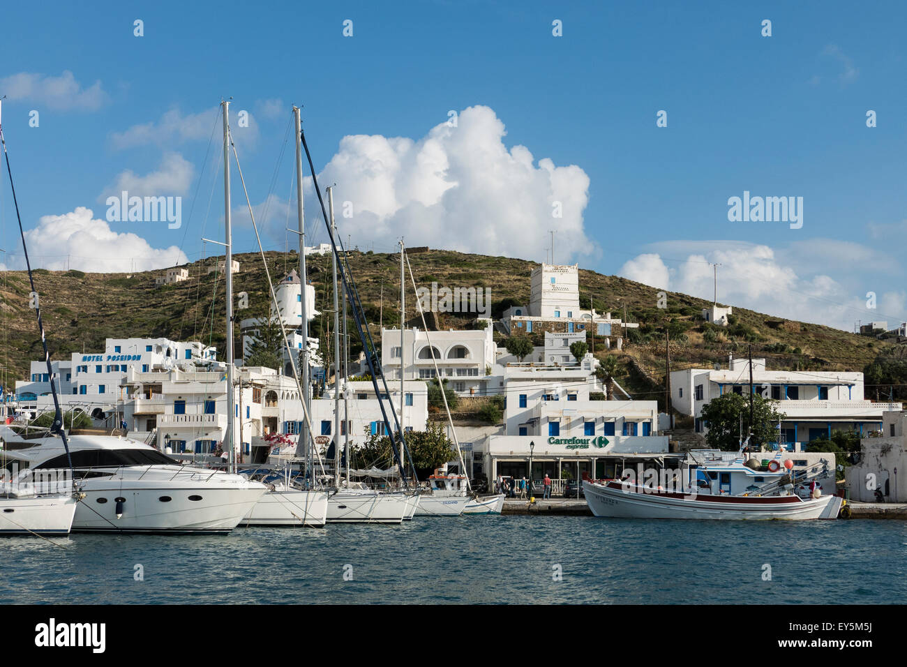 Greece, Cyclades, Ios, Gialos harbour Stock Photo - Alamy