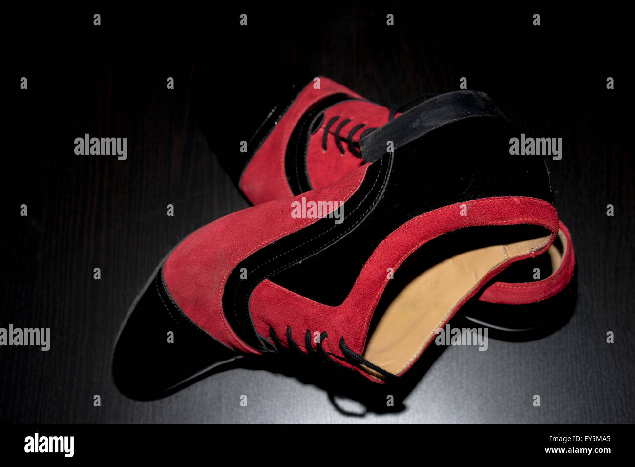 Red shoes with red suede for tango dancing Stock Photo - Alamy