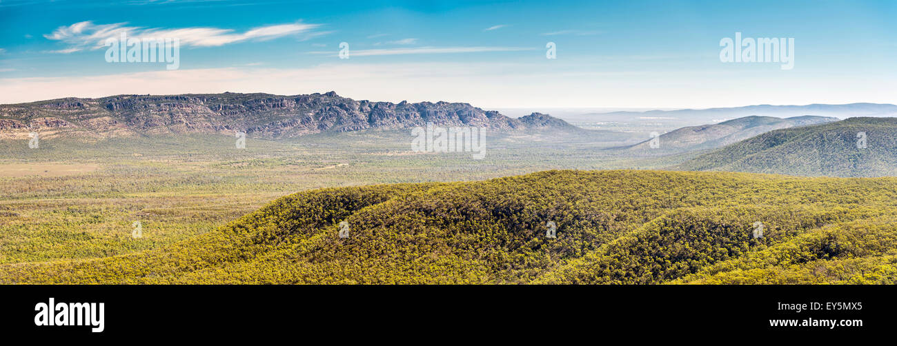 Panoramic view of mountains in the Victoria Valley, Grampians National ...
