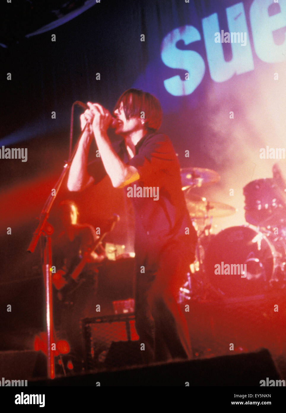 SUEDE English rock group with Brett Anderson in February 1997 Stock ...