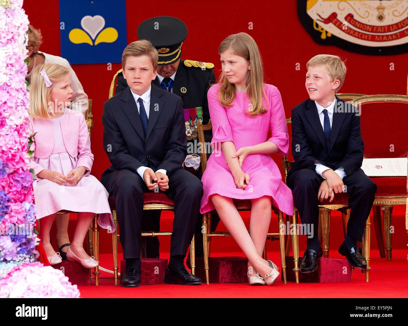 (L-R) Princess Eleonore, Prince Gabriel, Crown Princess Elisabeth and ...