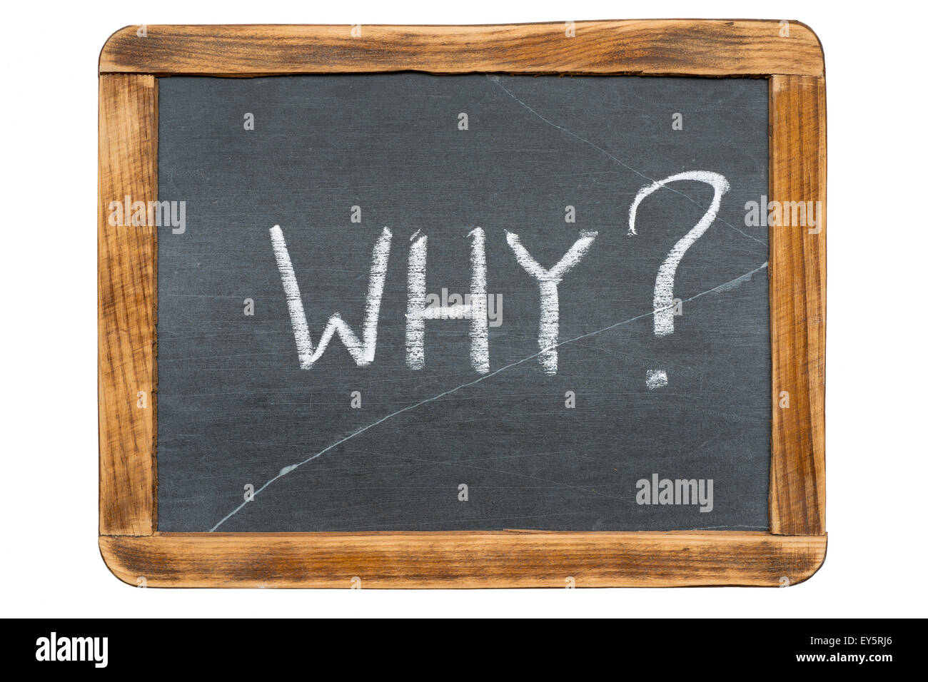 why question handwritten on vintage slate chalkboard isolated on white ...