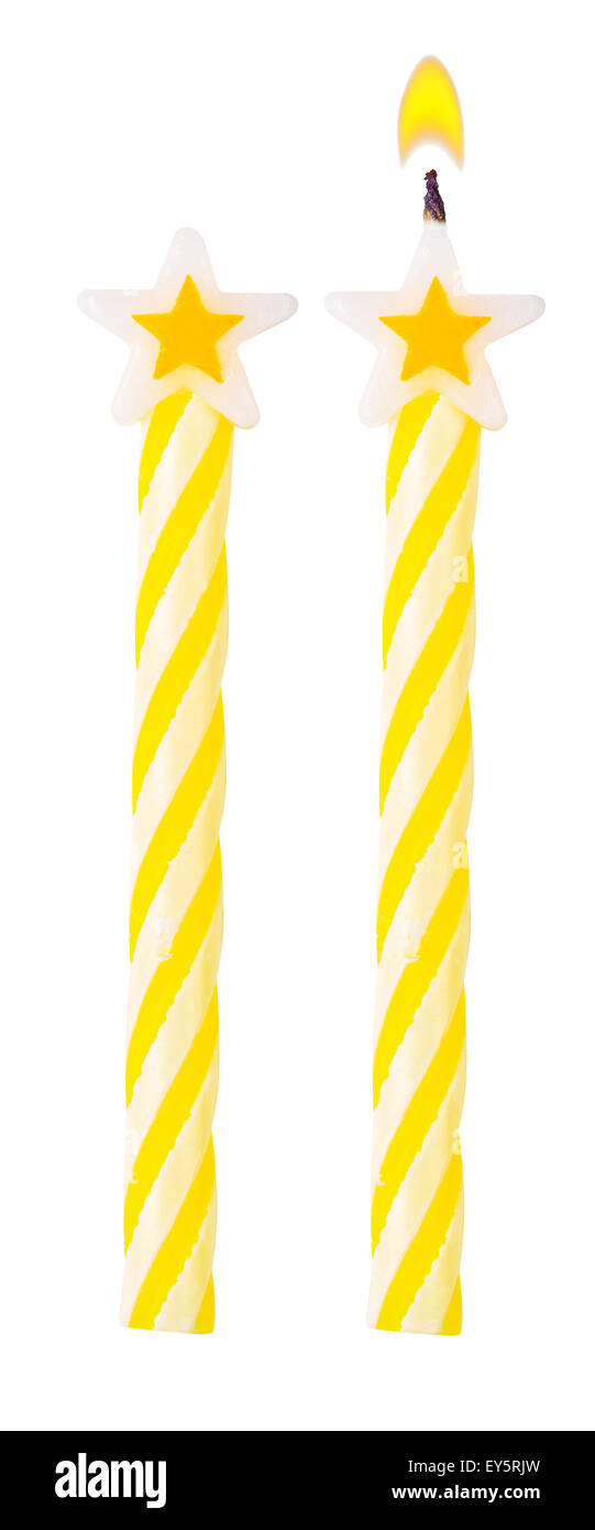 Burning candle star white yellow set isolated on white background Stock ...