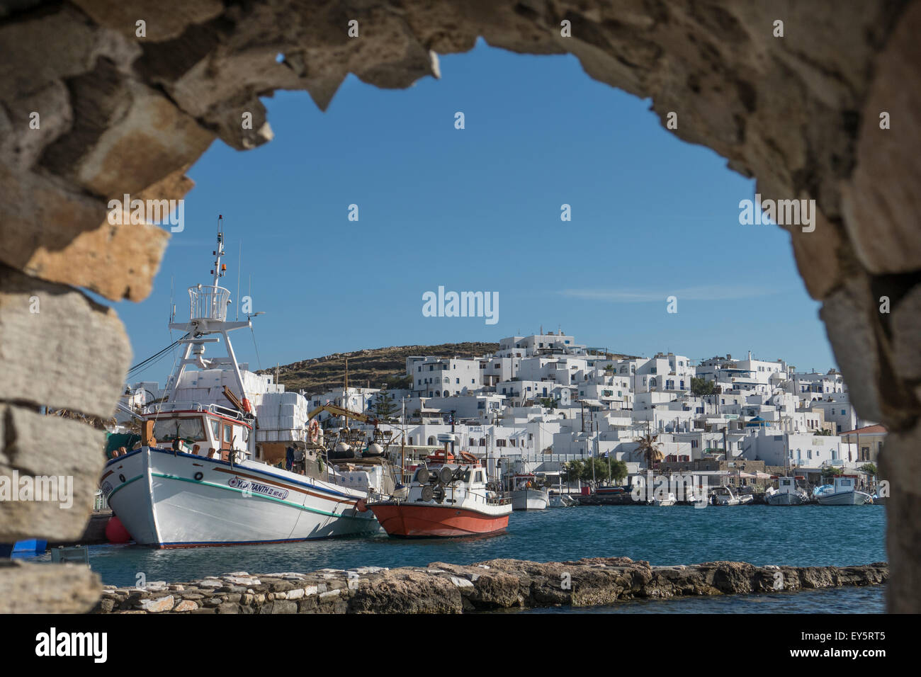 Greece, Cyclades, Paros, Naoussa harbour Stock Photo - Alamy