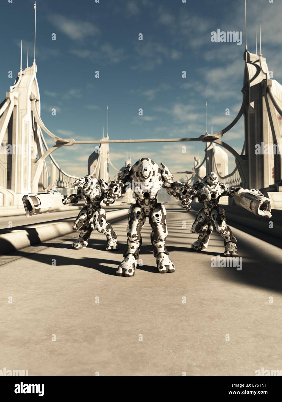 Alien Battle Robots - Brothers in Arms Stock Photo - Alamy