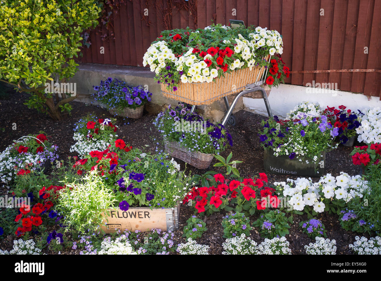 Floral garden created by Waitrose for Melksham in Bloom Stock Photo - Alamy