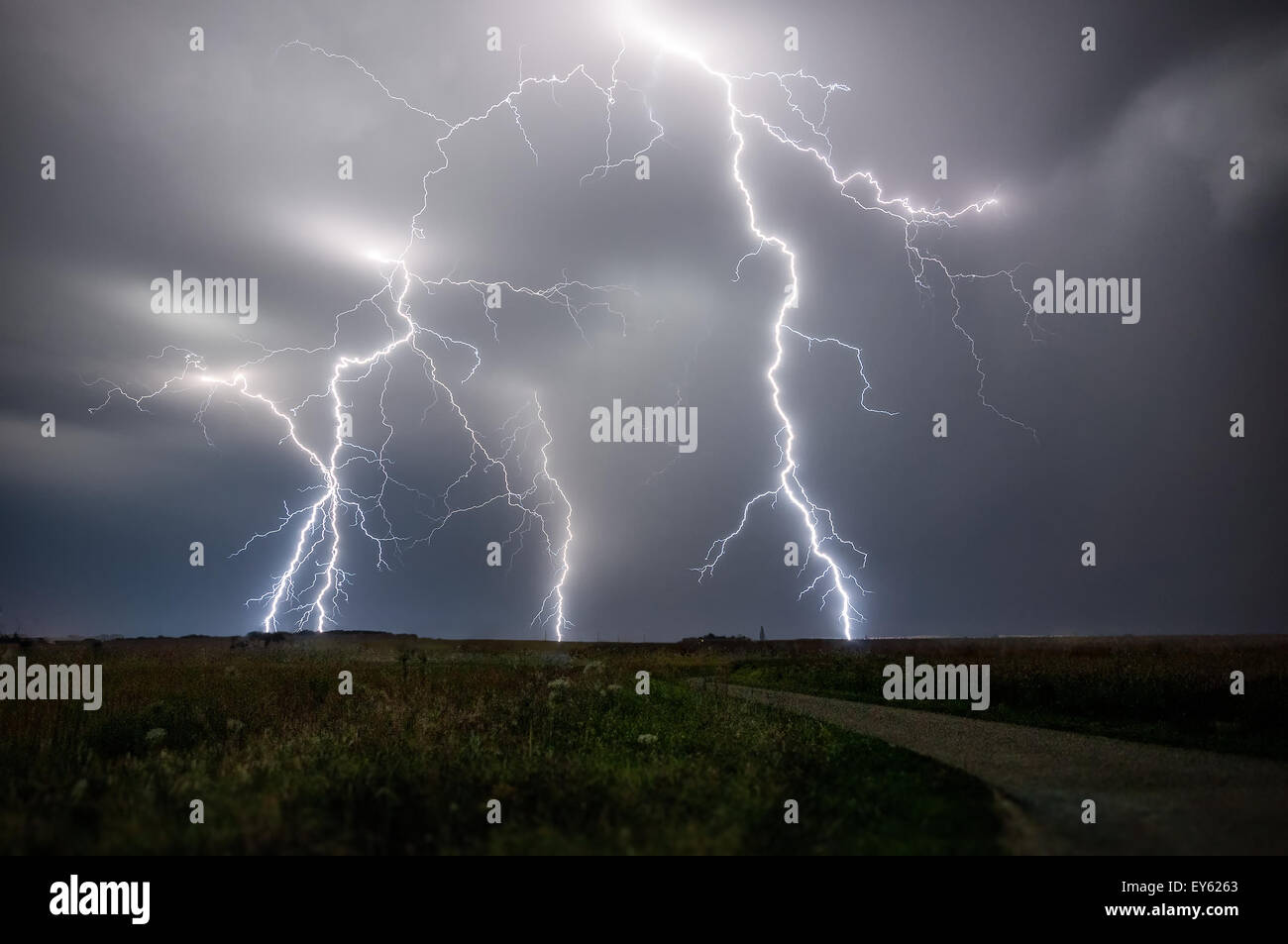 High based storm at night in summer - France Centre Several successive ...