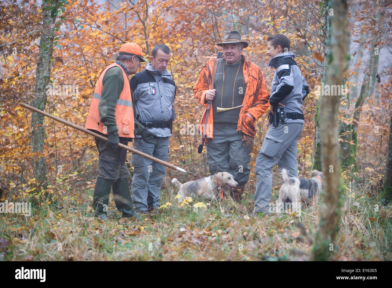 Control of a beaten fighter by the agents of the ONCFS Stock Photo - Alamy