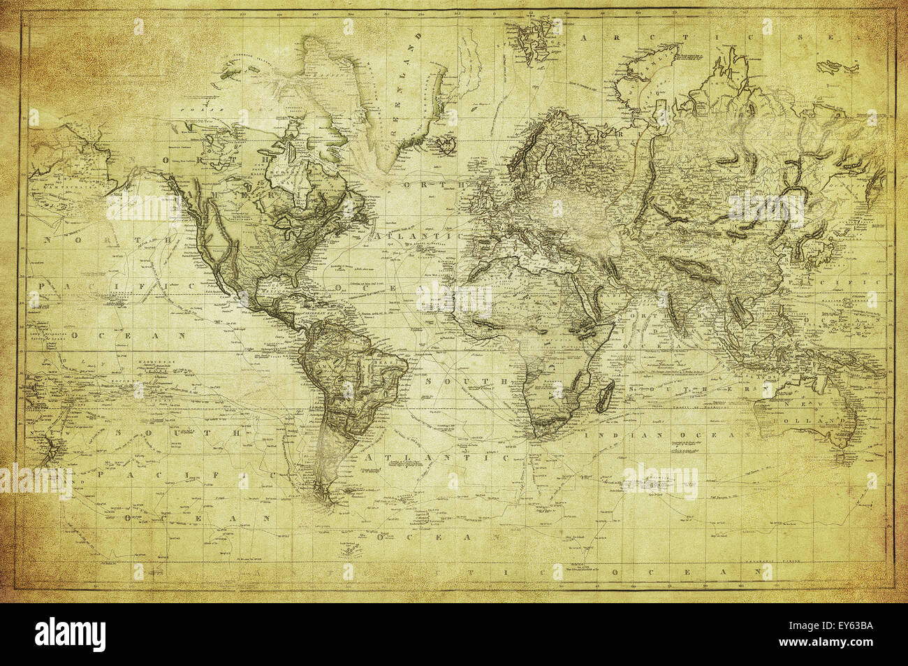 vintage map of the world 1831 Stock Photo - Alamy